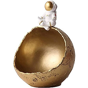 Joylern Resin Astronaut Statue Storage Box Astronaut Candy Bowl Key Storage Bowl Holder for Home Living Room Table Decor - Golden