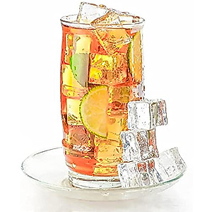 DomeStar Clear Fake Ice Cubes, 20 PCS 1.0" Plastic Ice Cubes Acrylic Clear Ice Rock Diamond Crystals Square Fake Ice Cubes Display for Summer Home Decoration Wedding Centerpiece Vase Fillers