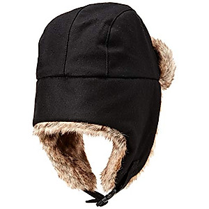 Amazon Essentials Men's Trapper Hat with Faux Fur, Black, One Size
