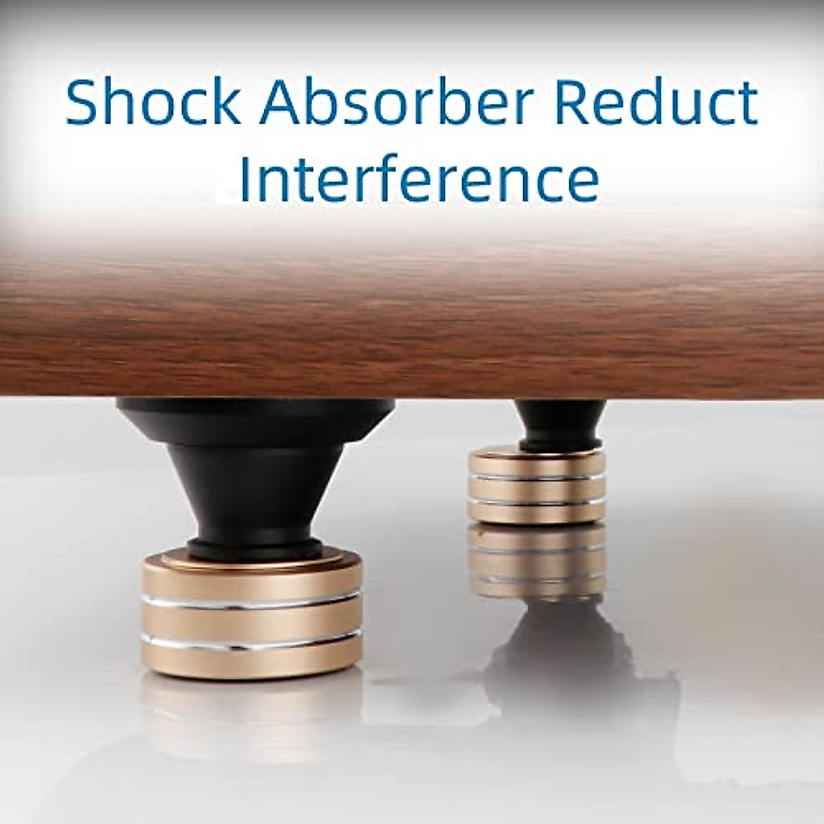 Monosaudio 4Pcs Speaker Isolation Feet Turntable Feet 40x20mm Turntable Audio Isolation feet Replacement with Non-Slip Rubber Rings for Speakers,Amps,Subwoofers,Home Theater,Turntable（Rose Gold）