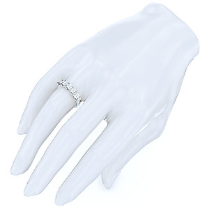 PRSTANI Sterling Silver Stackable Ribbon Round Brilliant Cut Genuine Moissanites Matching Wedding Ring Bridal Set (12.5)