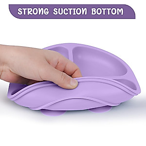 Vicloon Suction Plates, 2 Pcs Baby Toddler Plate Silicone, BPA Free Divided Plate, Divided Plate Design,Silicone Grip Dish Microwave & Dishwasher Safe