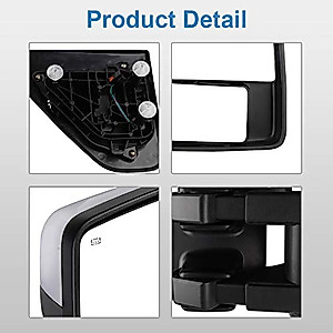 ECCPP Tow Mirrors Towing Mirrors Compatible with 2004-2014 for Ford for F-150 Pickup Truck with Left Right Side Power Control Heat Turn Signal Puddle Auxiliary Light with Chrome Housing