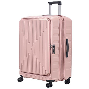 Kaleenie 2 Pieces 20/29 Luggage Sets, 20 Inch Cabin Luggage with Front Pocket & 29 Inch Side Opening Suitcase, Ligthweight ABS+PC Hardshell, Pink