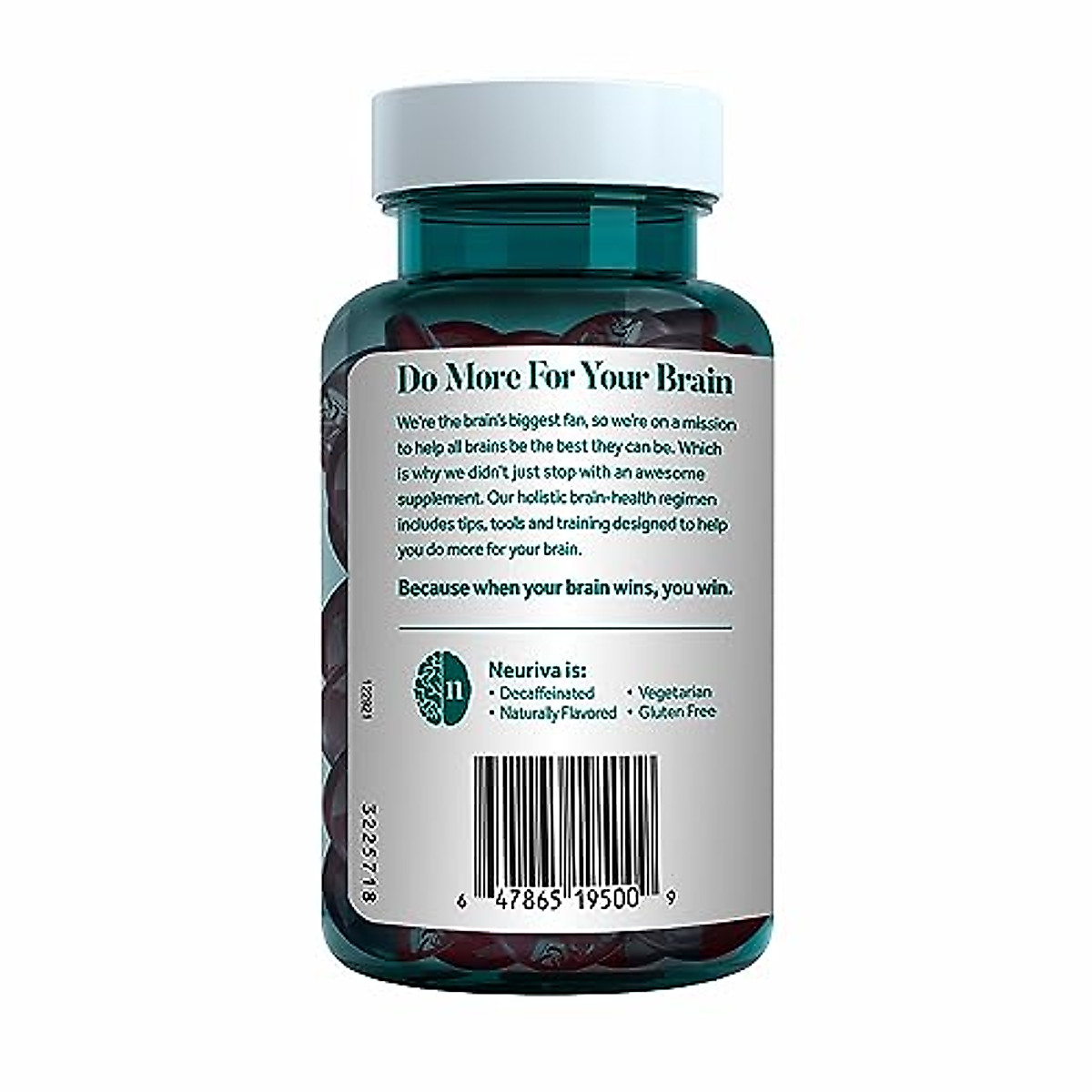 NEURIVA Brain Supplement for Memory & Focus with Phosphatidylserine & Neurofactor, Caffeine-Free Gummies