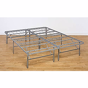 Glenwillow EZ-Fold Premium Platform Bed Base in Silver, Fits California King Mattress, Foldable, Replaces Box Spring and Bed Frame, Room for Storage Underneath, No Tools Required