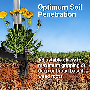 FarmHand WeederPro - Stand up Weed Puller with 42" Long Handle | Commercial Grade Handle with Powder Coated Steel Claw | Removes Weeds with No Bending No Kneeling