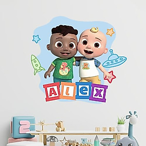 Multiple Font Custom Name JJ and Cody CoComelon Kids Wall Decal - EGD X CoComelon Series - Prime Collection - Wall Decal for Room Decorations - Mural Wall Decal Sticker (EGDCOCO004)