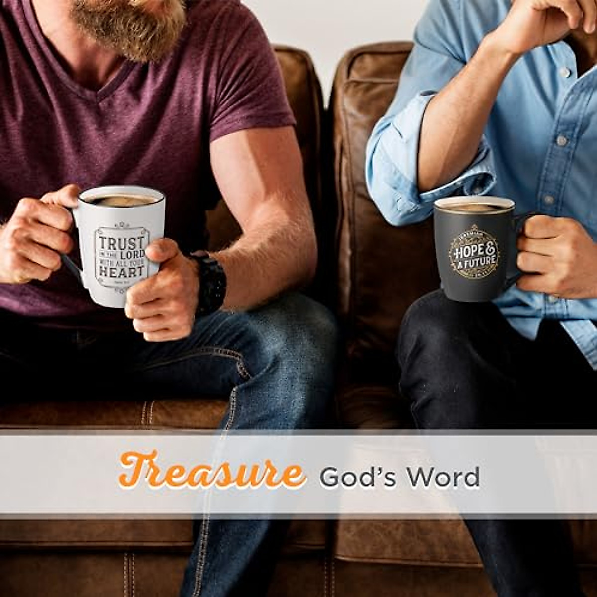 Christian Art Gifts Ceramic Coffee Mug for Women and Men 12 oz Black and White Inspirational Coffee Cup - Trust in the Lord - Proverbs 3:5 Non-Toxic, Lead and Cadmium-free Novelty Drinkware