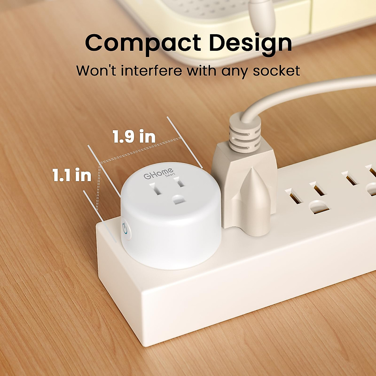GHome Smart Mini Smart Plug, WiFi Plug Outlet Timer Smart Socket Works with Alexa and Google Home, APP Control, No Hub Required, ETL FCC Listed, 2.4GHz WiFi Only
