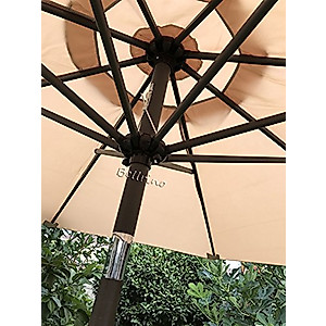 BELLRINO DECOR Replacement STRONG & THICK Umbrella Canopy for 9ft 6 Ribs (Canopy Only) (BEIGE)