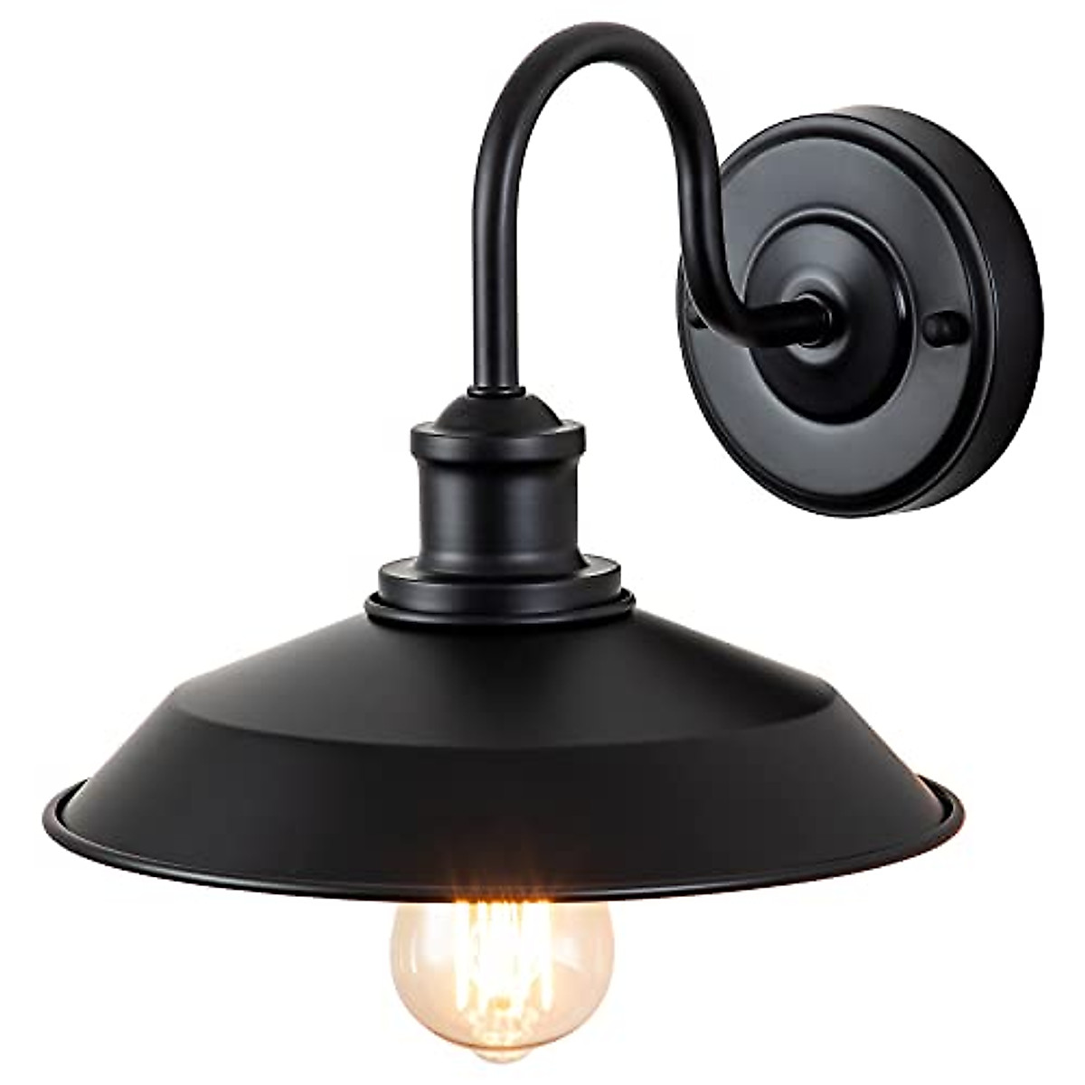 OUPAVOCS Outdoor Light with GFCI Outlet, Black Porch Light, Waterproof Exterior Barn Wall Lights Fixture with Plug, Farmhouse Sconce Wall Mount, Outside Lights for House, Garage, Patio, 2-Pack