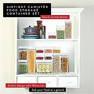 DWËLLZA KITCHEN Airtight Food Storage Containers Set - 7 PC Set - For Kitchen Pantry Organization and Storage - BPA-Free - Clear Plastic Canisters for Spaghetti, Noodles, Pasta, Snacks & Much More