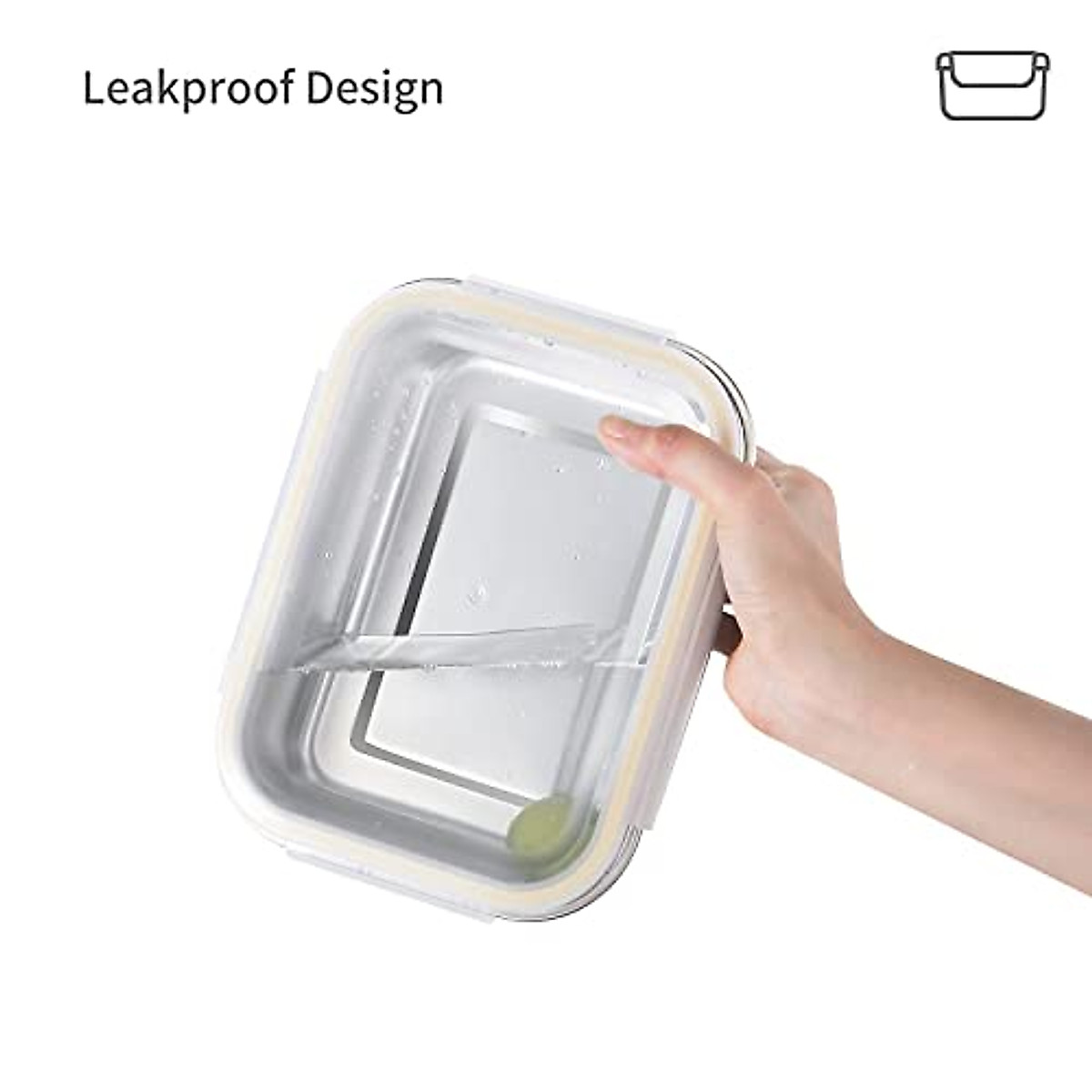Tikafu 18/8 Stainless Steel Food Containers | Food Preservation Lunch Box | Leak Proof Stackable Light and Easy Storage | Set of 3 (21oz/43oz/76oz) | BPA FREE, B4200