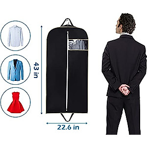 MISSLO 43" Gusseted Suit Bags for Men Travel Hanging Garment Bags Heavy Duty Suit Cover for Women Kids Clothes Shirts Short Dresses Coats, 2 Pack