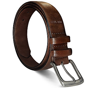 Nine West Mens Belt Vegan Leather Regular Dress Casual Everyday Belt 32mm Wide, Catskill Brown Belt Designed in the USA, M