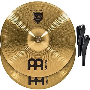 Meinl 13” Marching Cymbal Pair with Straps - Brass Alloy Traditional Finish - Made In Germany, 2-YEAR WARRANTY (MA-BR-13M)