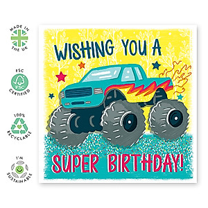 CENTRAL 23 Grandson Birthday Card - Monster Truck Birthday - Happy Birthday Card For Him - Grandson Birthday Card - Gifts For Nephew Cousin - Comes With Fun Stickers