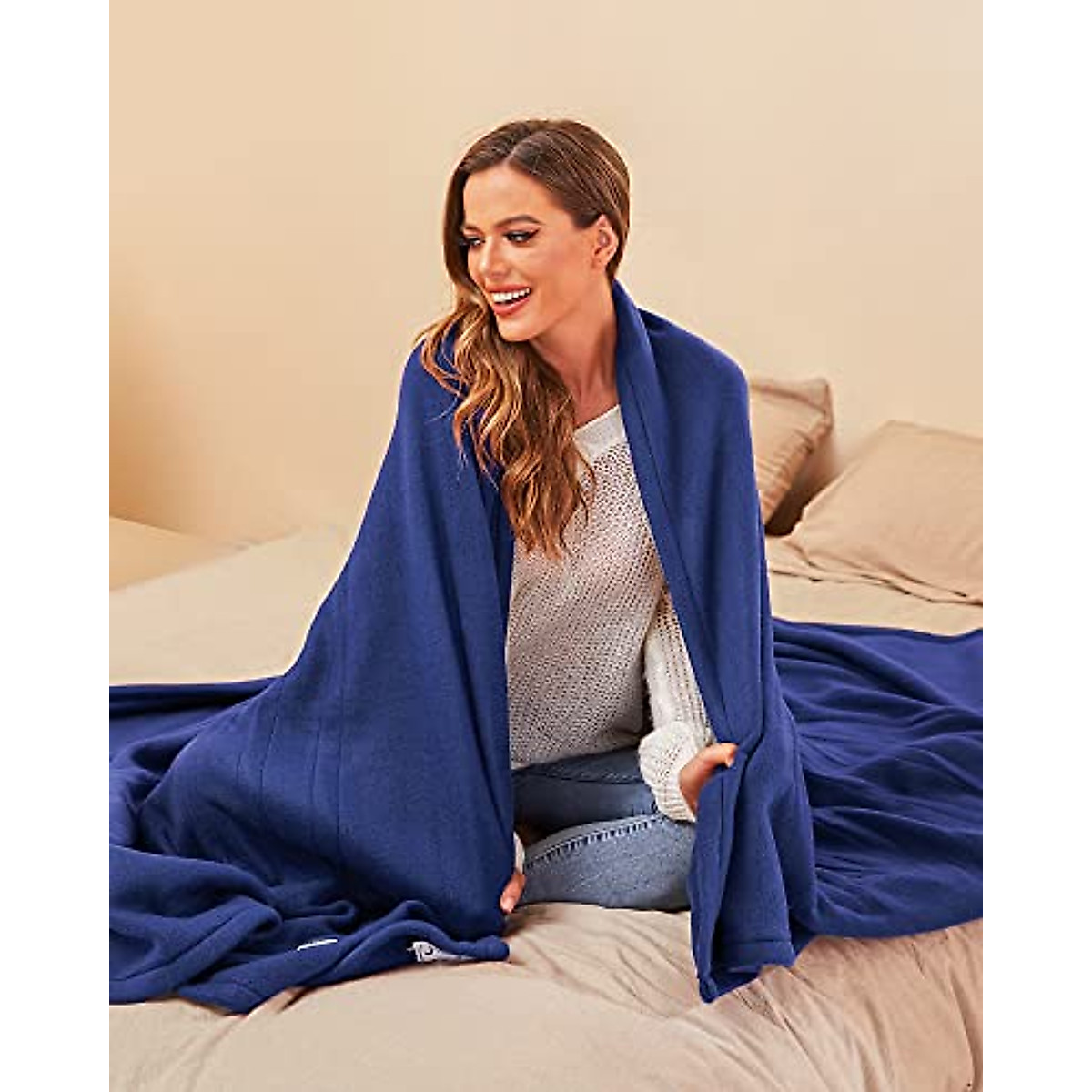 Electric Heated Blanket, 72" x 84" Full Size with 4 Heating Levels, 10H Auto Shut Off, Soft Fleece Warm Heated Blanket, Fast-Heating & Machine Washable - Blue