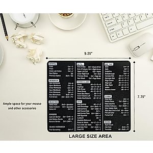 Monilee and Bella Excel Shortcuts Mouse Pad - 66 Reference Cheat Sheet Guide Keyboard Shortcut Formulas - The Ultimate Productivity Tool 7.75" x 9.25" (Solid Black Print)