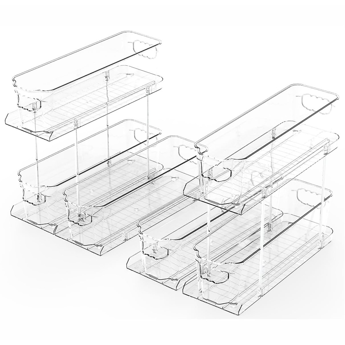 14.8" Deep 2 Set 2 Tier Under Sink Organizers and Storage,5.1” Narrow Pull Out Bathroom Cabinet Organizer for Kitchen,Pantry Organizer,Cleaning Products Organizer and Medicine Cabinet Storage,Clear