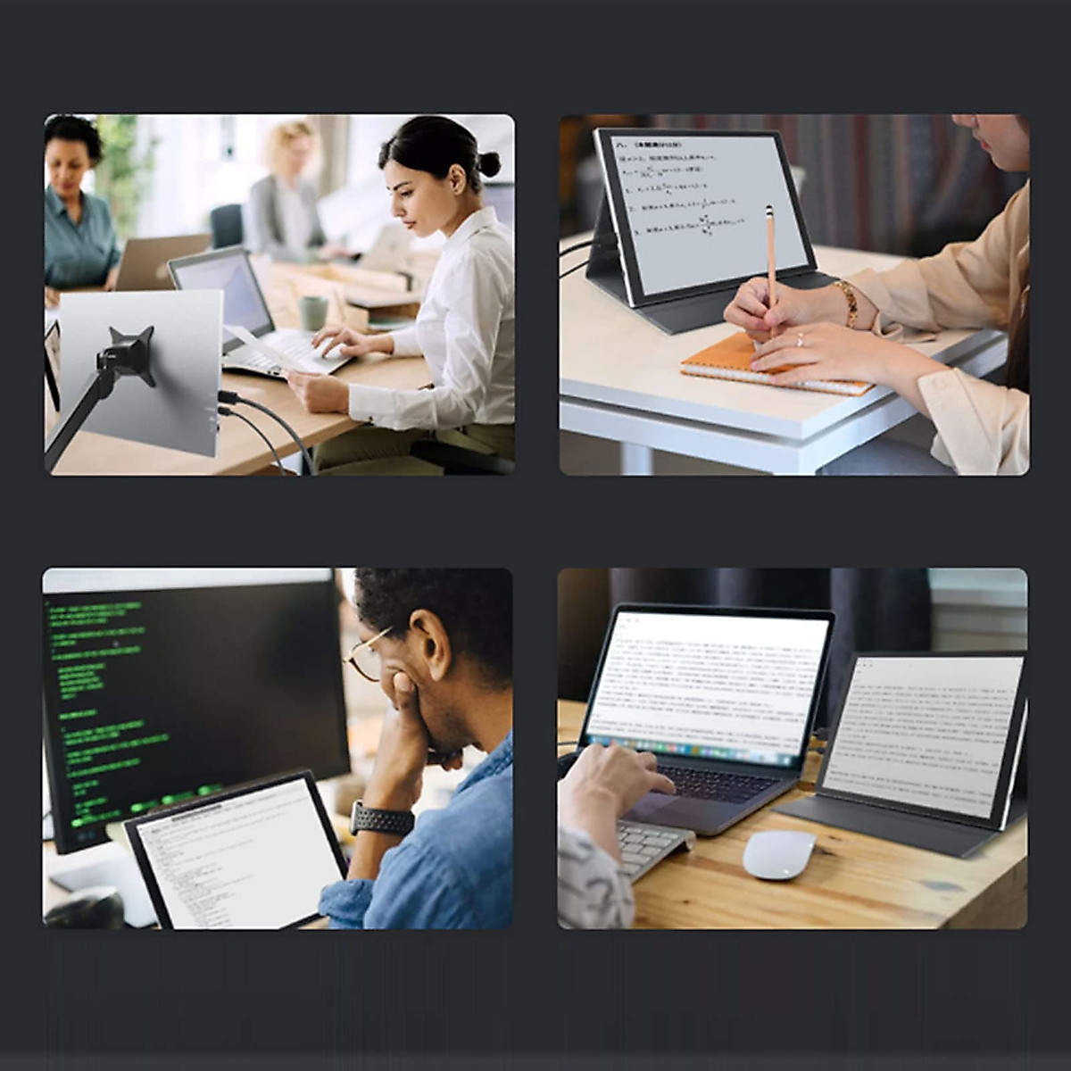 Naroote E Paper Monitor, Low Latency, Wide Angle, 9.7 Inch Ink Screen, Clear Image, Tempered Glass, 100-240V for PC (US Plug)