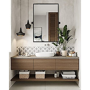 ANDY STAR Black Pivot Mirror, Rectangle Pivoting Mirror 24x36” Tilt Mirror Rectangular Pivot Mirror 1” Deep Set Design, Modern Farmhouse Tilting Mirror for Wall Hangs Vertical(Overall 27.75" x 36")