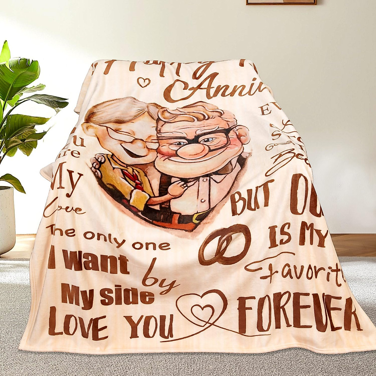 Wedding Anniversary Blanket 1 Year for Women Men - Happy 1st Anniversary 50" X 60" Soft Throw Blanket - Romantic Gift for Couple Wife Husband