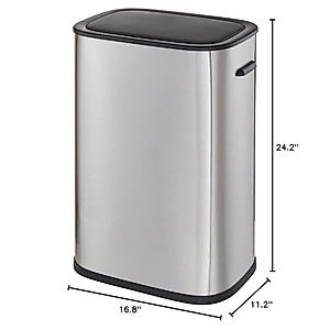 Casa Andrea Milano 14.5-Gallon Soft-Close, Smudge Resistant Trash Can with Automatic Touchless Motion Sensor, Large and Space-Saving