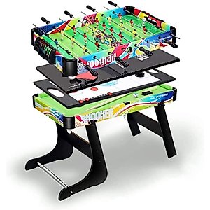 ONOTEC Multi Game Table, 4-in-1 Combo Game Table w/Soccer, Billiard, Slide Hockey, Wood Foosball Table, Perfect for Game Rooms, Arcades, Bars, Parties, Family Night