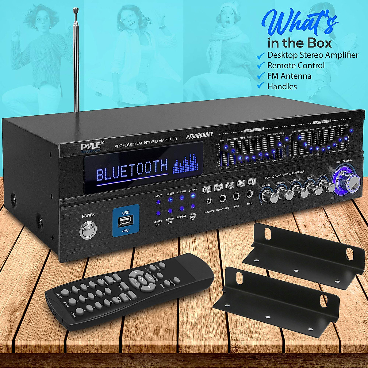 Pyle 6-Channel Bluetooth Hybrid Home Amplifier - 2000W Audio Rack Mount ...