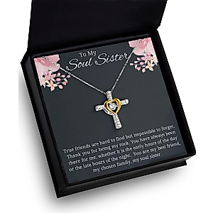 To My Soul Sister, Beautiful Cross Necklace, 925 Sterling Silver, Necklace Gifts For Best Friend, Necklaces For Bestie, Sister In Law Gifts, Gifts For Unbiological sister, BFF Gift