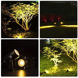 T-SUN Solar Spotlights 2W Outdoor LED Landscape Spot Light, 2-in-1 Waterproof Solar Powered Wall Lights Auto ON/Off with Dual Headlamp for Garden, Yard, Pathway(Warm White)