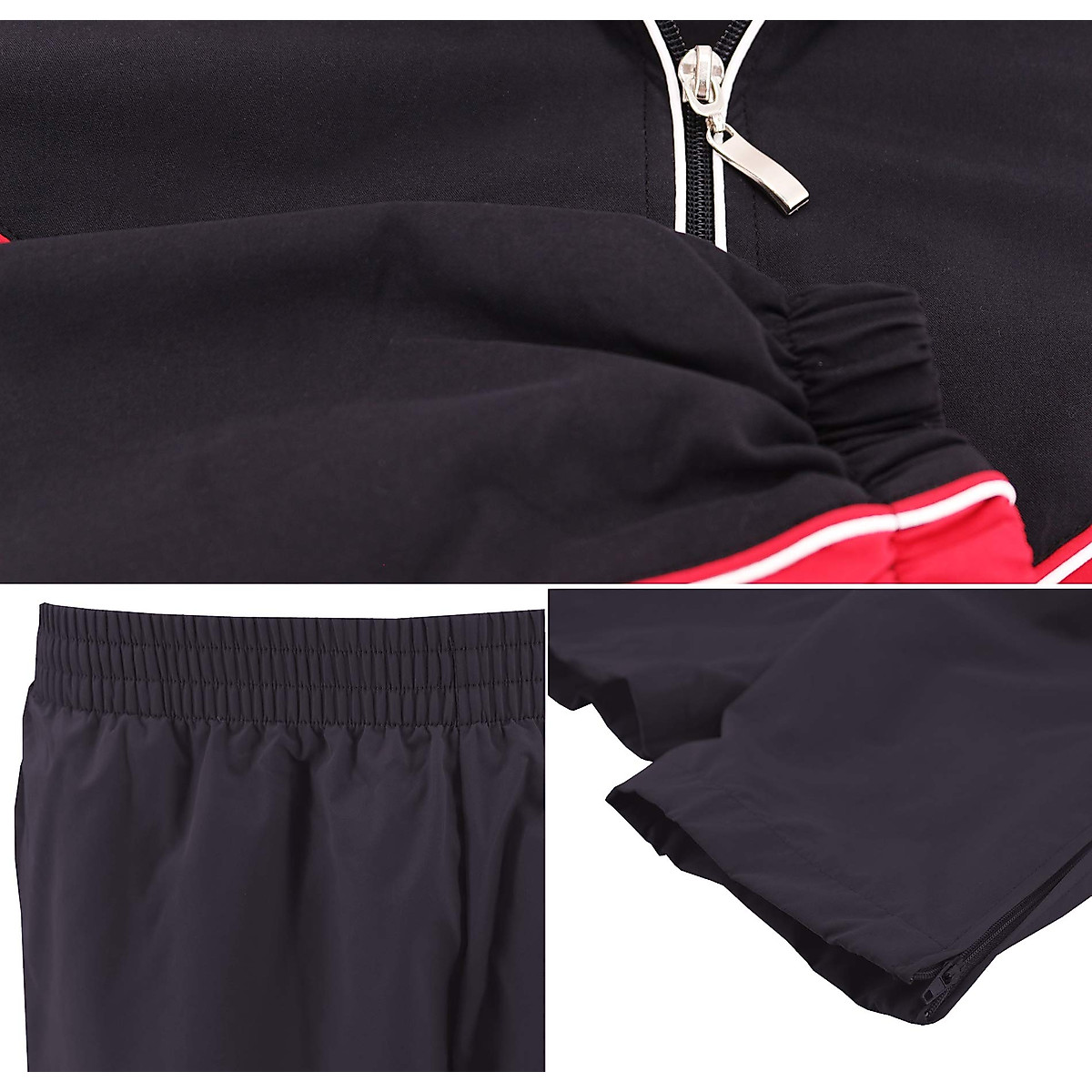 vkwear Women's Casual Jogger Gym Fitness Running Working Out Straight Leg Tracksuit Set (Black, XS)