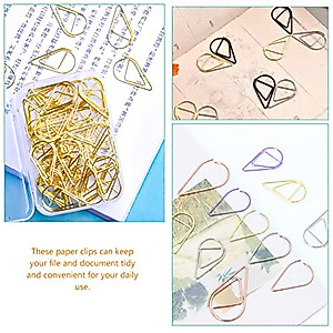 ibasenice Water Drop Paper Clips - 100 Pcs Gold Paper Clips/Metal Paper Clip Holders/Bookmarks Water Drop Shape Gold Paper Clips for Books, Memos, Paper, Posters, Photos