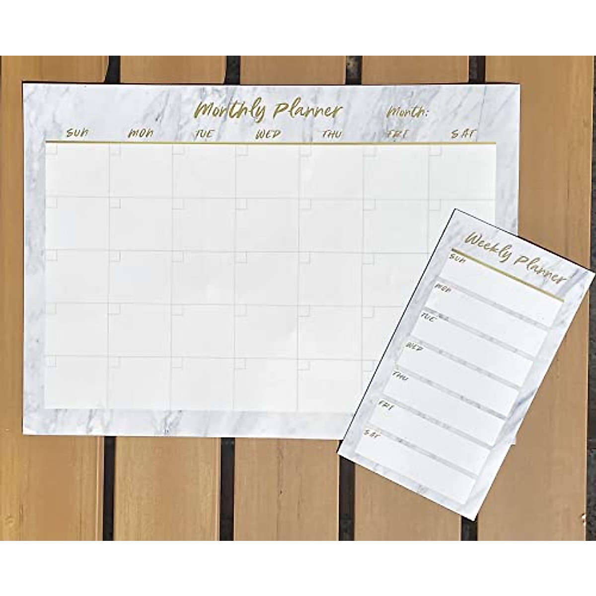 Fridge Calendar, Magnetic Planner, Dry Erase Calendar and Whiteboard for Home: Monthly & Planner & to Do List, Marble, Minimal Simple Design Multicolor 17 inches X 12 inches