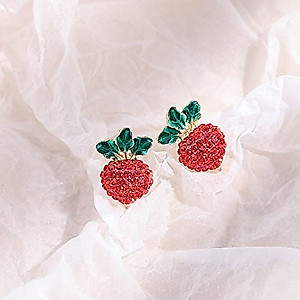 YIZHENMY Cute Radish Stud Earrings, Red Diamond Stud Earrings For Women, Sterling 925 Silver Stud Earrings Bling Bling For Girls, With Soft Ear Studs Plug, Fine Jewelry For Parties And Holidays