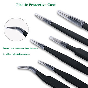 Miluosong Tweezer Set, 6 Pcs Precision Tweezers for Electronics,Laboratory Work,Craft,Eyebrows,Basic suite for home and office with box.