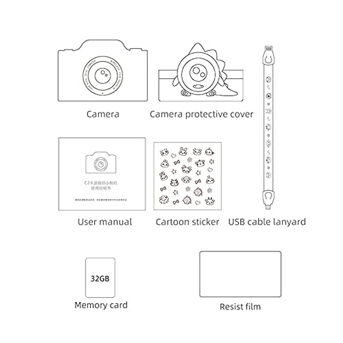 Camnoon C2 Kids Camera Digital Video Cameras for Toddler Christmas Birthday Gifts for Girls with 32MP Dual Lens 32GB TF Card Support WiFi Transmissin