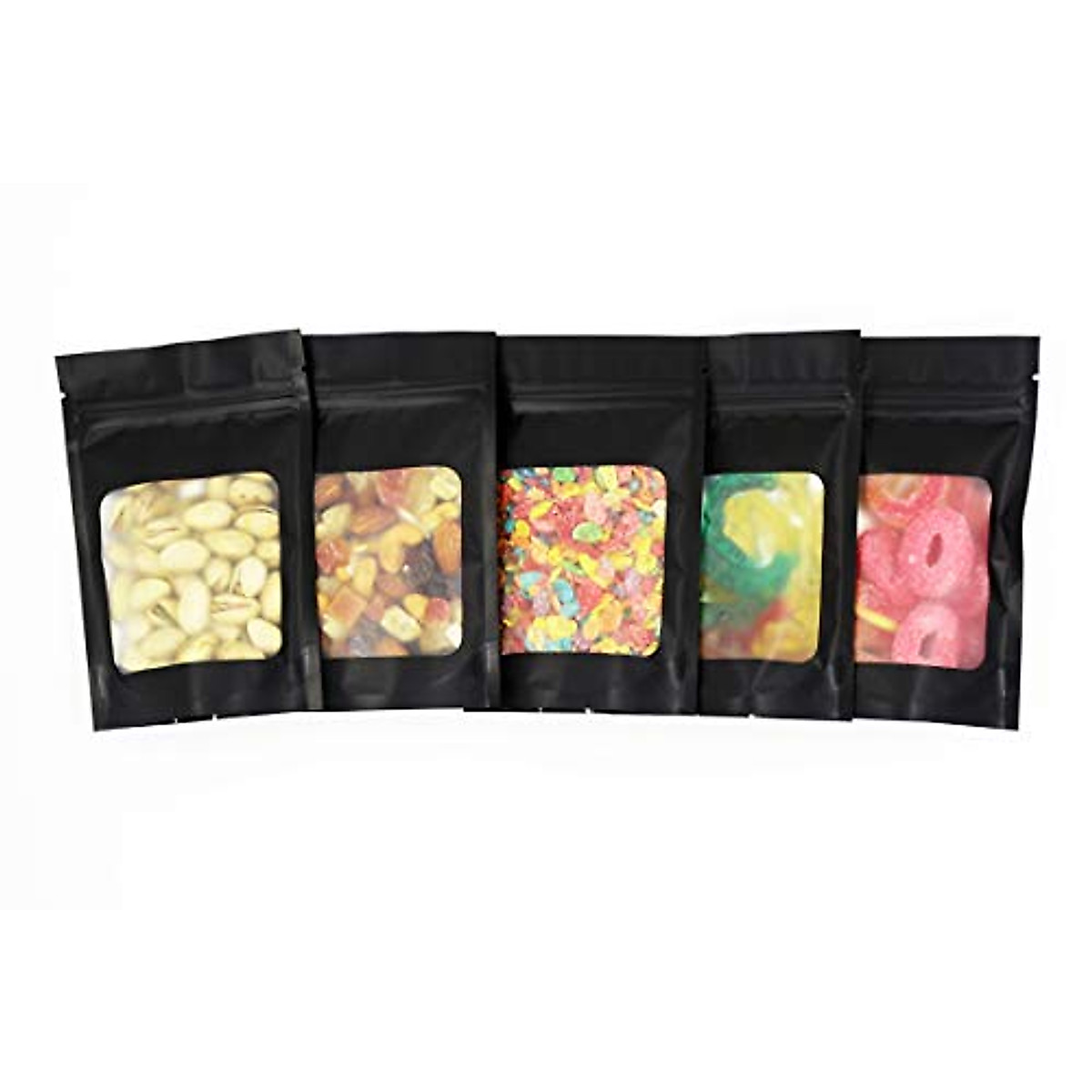 Mylar bags for food storage - Resealable Smell Proof Bags | black sample bags | small packaging bags | bolsa mylar | mylar bag with front window | 4x6 inches