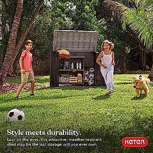 Keter Store-It-Out Prime XL 4.75 x 2.6 Foot Resin Outdoor Storage Shed with Double Doors and Easy Lift Hinges, Perfect for Trash Cans, Garden and Yard Tools, and Pool Toys, Black