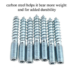 Yadaland M8x50mm Length Hanger Bolts with Slots Inserted Easily Convenient Adjust Sturdy Connection Double Headed Self Tapping Screw Carbon Steel 7 PCS for Furniture Frame Raise up Couch Legs