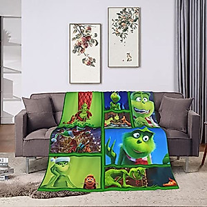 Green Monster Throw Blankets Warm Soft Blankets for Sofa, Bed, Couch, Sofa, Travel and Outdoor, Camping 50x60 Inch
