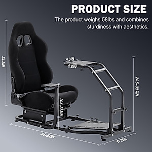 Marada Adjustable Racing Simulator Cockpit with Comfort Racing Seat Fit for Logitech/Thrustmaster G25 G27,G29 G920 G923 T80 T300RS TX F458 T500RS, Race Driving Sim Stand No Steering Wheel/Pedal