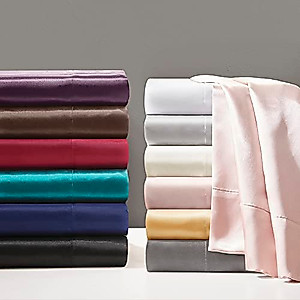 Madison Park Essentials Satin Sheets Queen Size, Luxurious Silky Satin Bed Sheets, Elastic 14" Pocket fits up to 16" Mattress, Wrinkle-Free, Soft Satin Bed Sheet Set, Gold 6 Piece