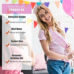 Birthday Crowns for Women,Birthday Girl Sash and Birthday Tiara for Women Girls Set,Birthday Girl Headband Princess Rhinestone Crown Sweet Happy Birthday Gifts Party Decorations Hair Accessories,Pink