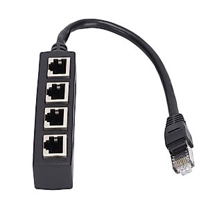 Zhiyavex RJ45 Splitter Adapter,1 to 4 Port Smooth Transmission Excellent Connection Network Cable Adapter,PCB Board Ethernet Adapter for All Networks, Homes and Offices, Broadband Connections, black