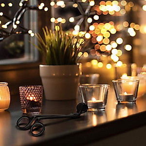 CHEFBEE Candle Wick Trimmer, Polished Stainless Steel Wick Clipper Cutter, Scissors, Reaches Deep Into Candles to Cut Spent Wicks, Allow Cleaner Burn and Prevent Soot Buildup (Black)