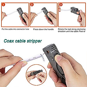 Tonsiki 32 Pieces Coax Crimper Tool Kit, Coaxial Compression Stripping Tool Set with 20PCS F Compression Connector(RG6 RG59) and 10PCS Gold Plated F-Type Coaxial RG6 Coupler