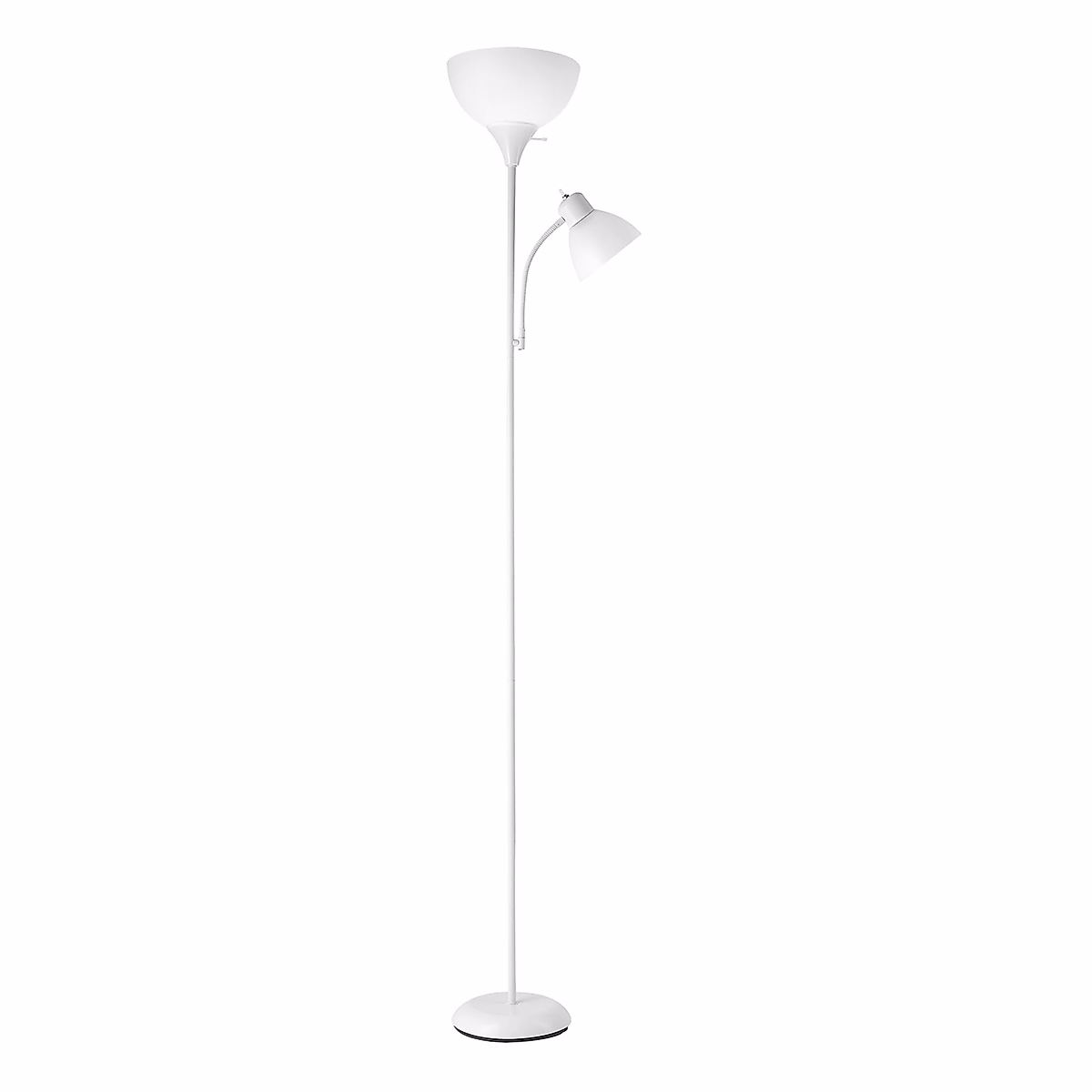 Globe Electric 67136 72" Torchiere Floor Lamp + Adjustable Reading Light, Matte White, Frosted Plastic Shade, 3-Step Rotary Switch on Floor Lamp Socket, Home Improvement, Home Office Accessories